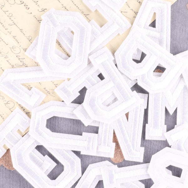 Iron-On Patch - English Letters Pure White