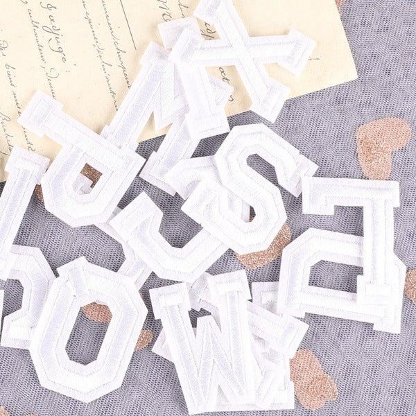 Iron-On Patch - English Letters Pure White